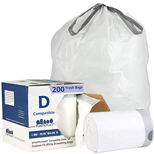Plasticplace Trash Bags, Compatible with simplehuman Code D (200 Count ...
