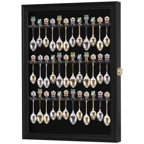 36 Souvenir Tea Spoon Display Case Rack Wall Mountable Cabinet Frame w ...
